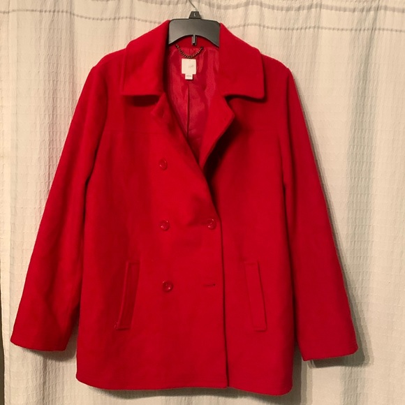 J. Jill | Jackets & Coats | Jjill Red Revenge Pea Coat | Poshmark